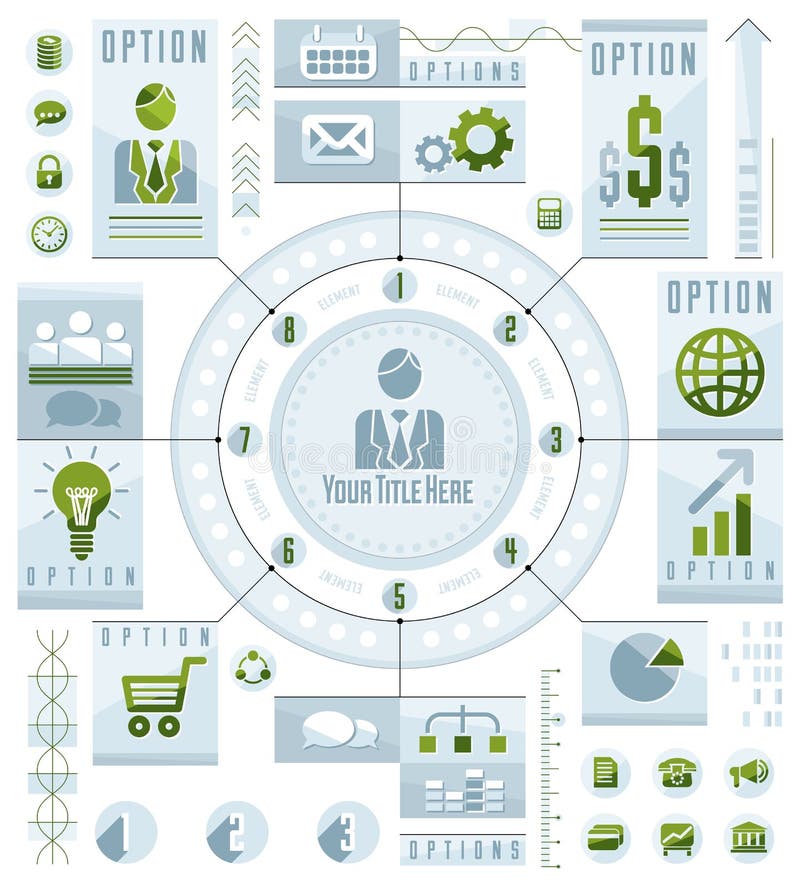 Infographics Circular Concept with Lot of Elements, Circle Divided with ...