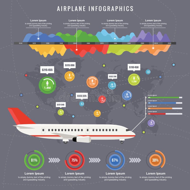Infographics of Civil Airplanes in a Flat Design Stock Vector ...