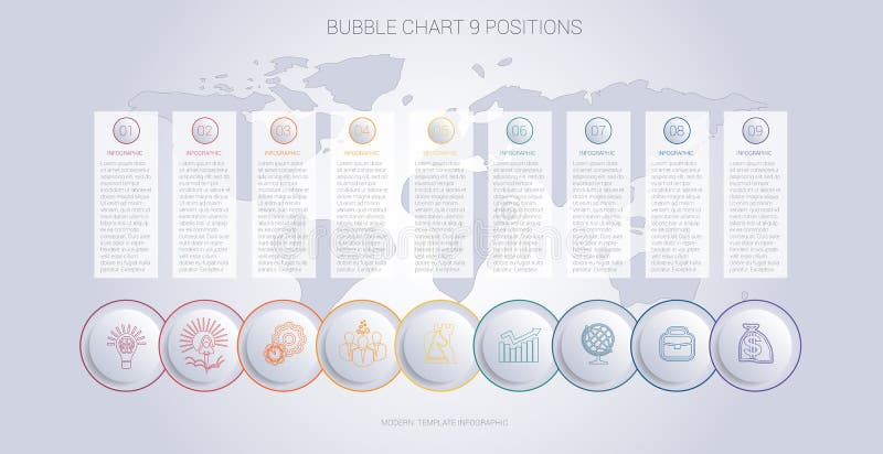 Infographics Color Bubble Chart Template for 9 Positions Stock Vector ...