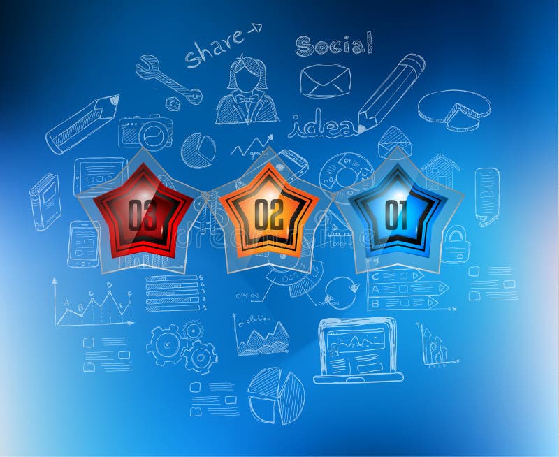 Infographics Complex Layout with Option Buttons and Hand Drawn Sketch ...