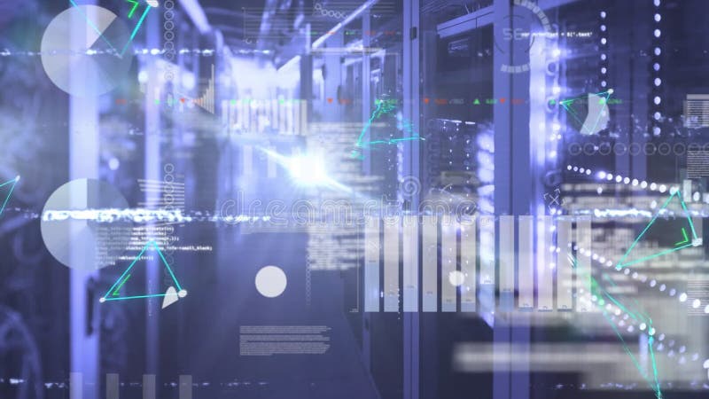 Infographics and Computer Coding with Server Room in Background Stock ...