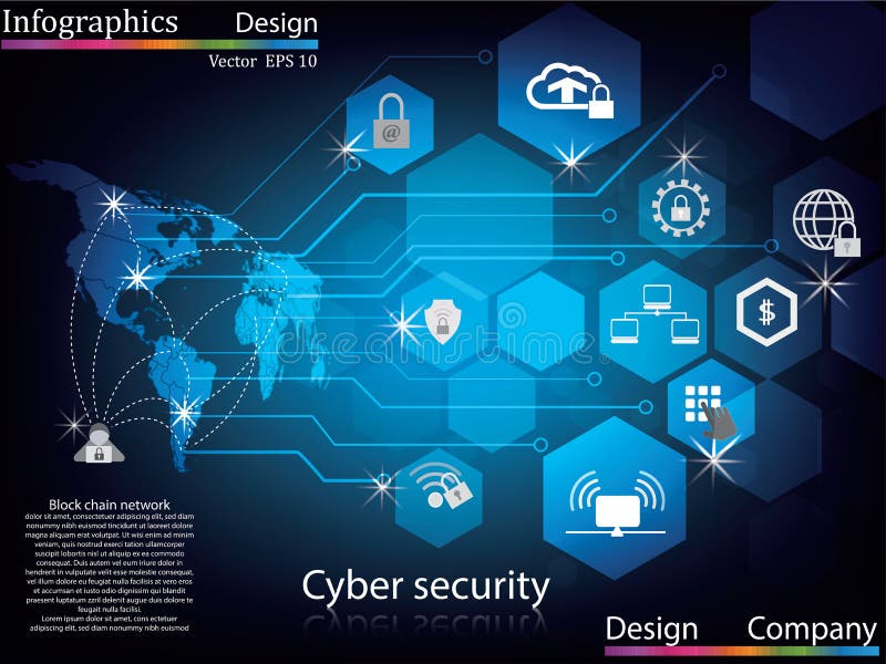 Infographics Concept Cyber Security Icons for Web. Premium Qual Stock ...