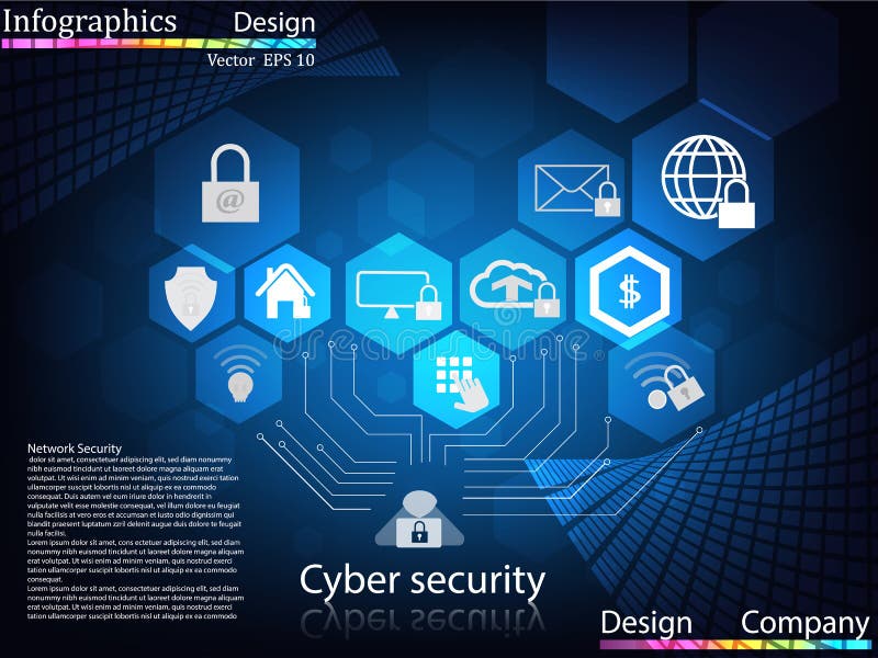 Infographics Concept Cyber Security Icons for Web. Premium Qual Stock ...