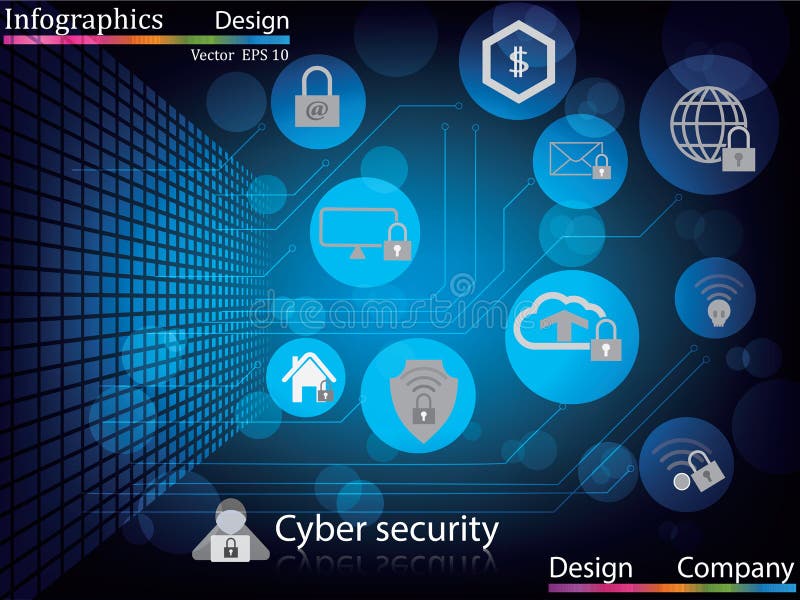 Infographics Concept Cyber Security Icons for Web. Premium Qual Stock ...