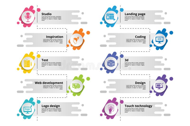 Infographics with Creative Package Theme Icons, 10 Steps. Such As ...