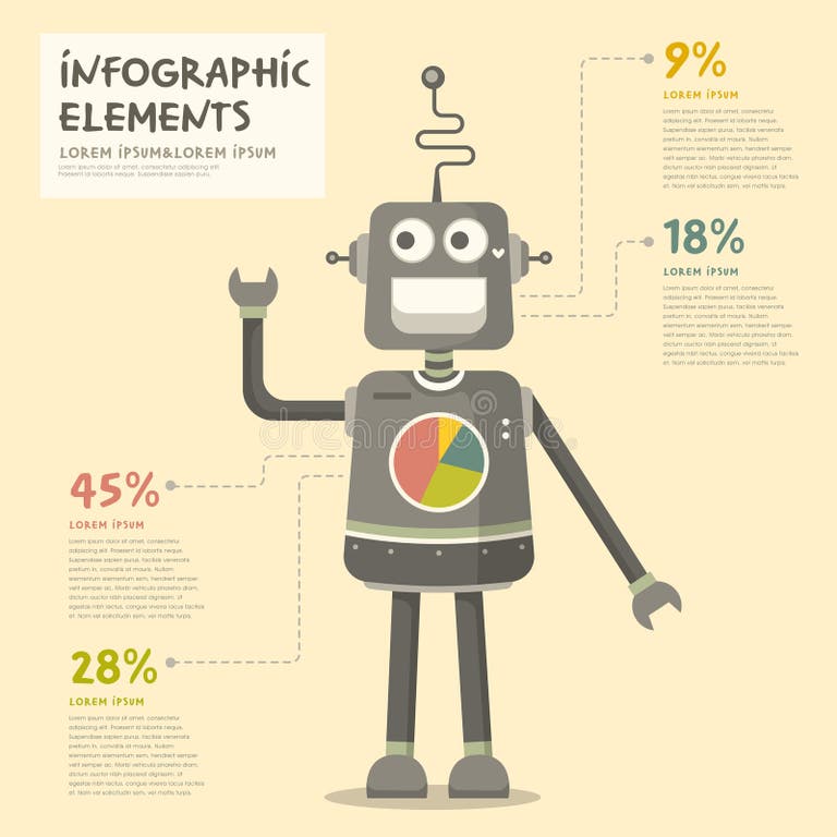 Infographics of cute robot stock vector. Illustration of brochure ...