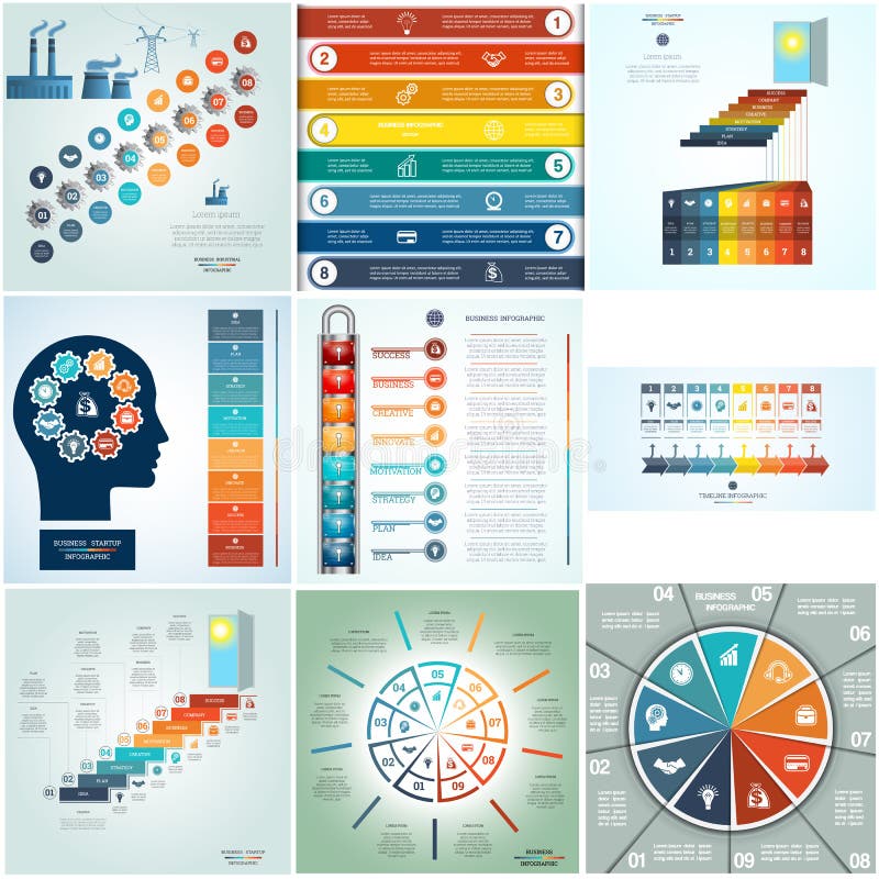 Infographics Cyclic Processes Eight and Nine Positions Stock Vector ...