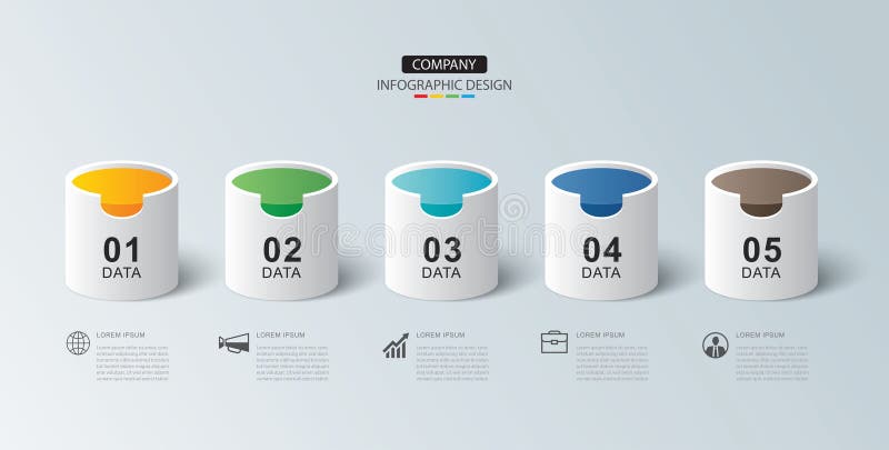 Infographics Cylinder Timeline Success with 5 Number Data Template ...