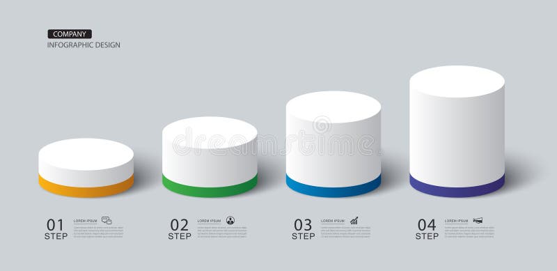 Infographics Cylinder Timeline Success with 4 Number Data Template ...