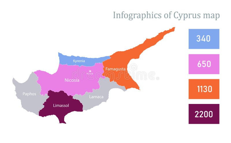 Infographics of Cyprus Map, Individual Regions Stock Vector ...