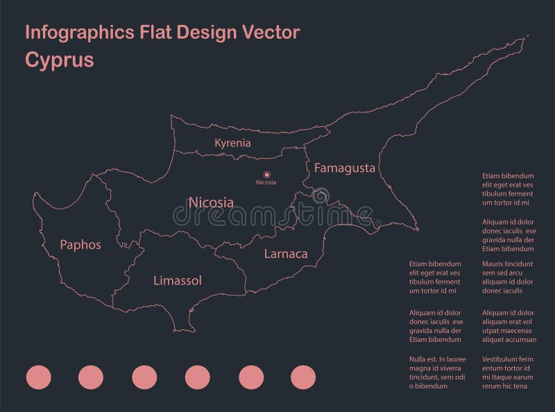 Infographics Cyprus Map Outline, Flat Design, Color Blue Orange Stock ...