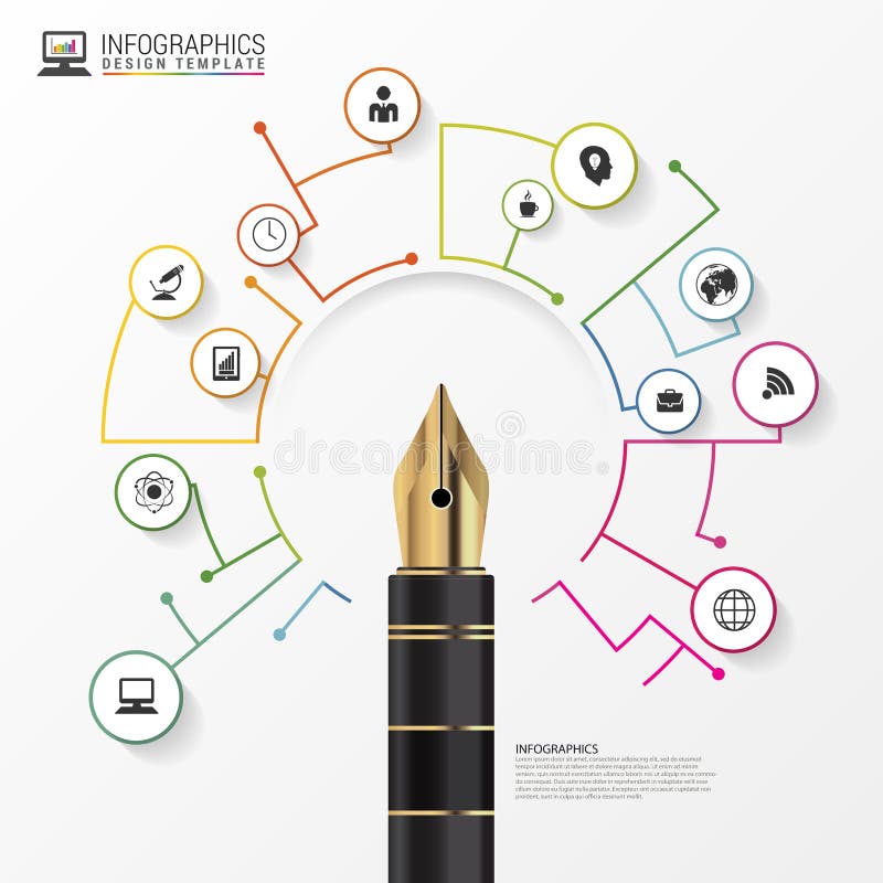 Infographics Design Template. Business Pen Stock Vector - Illustration ...