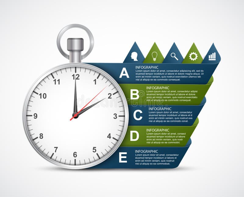 Infographics Design Template. Clock with Colored Ribbons Stock Vector ...