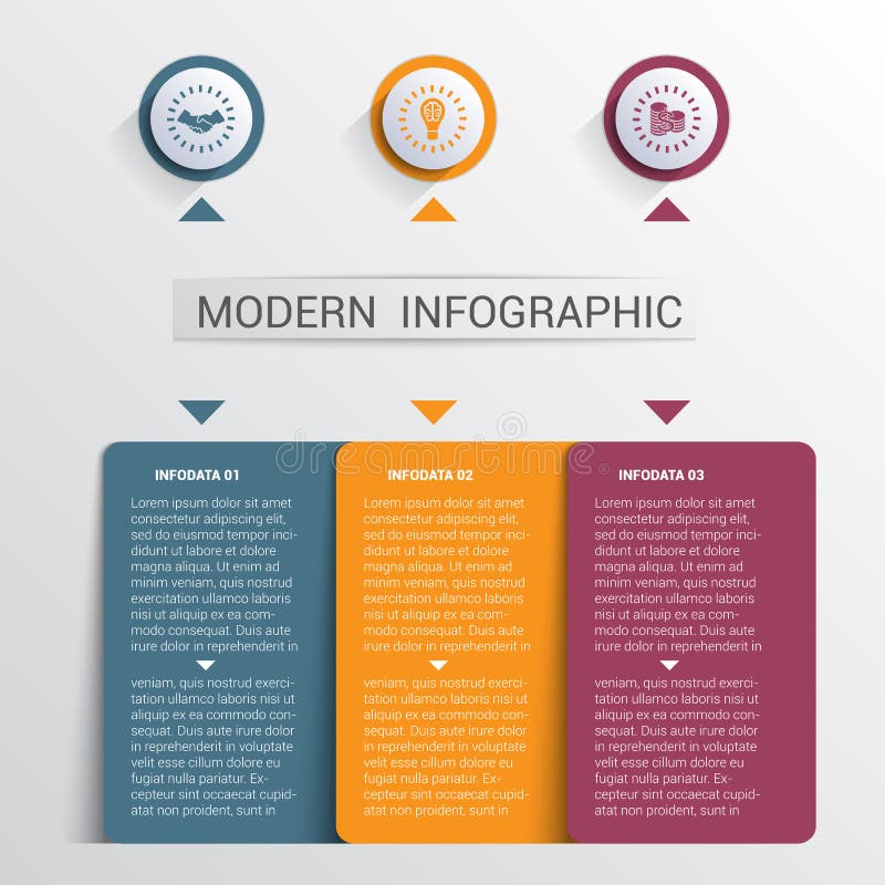 Infographics Design Template, Color Buttons and 3 Plates Shapes Stock ...
