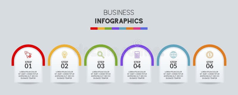 Infographics Design Template and Icons with 6 Options or 6 Steps Stock ...