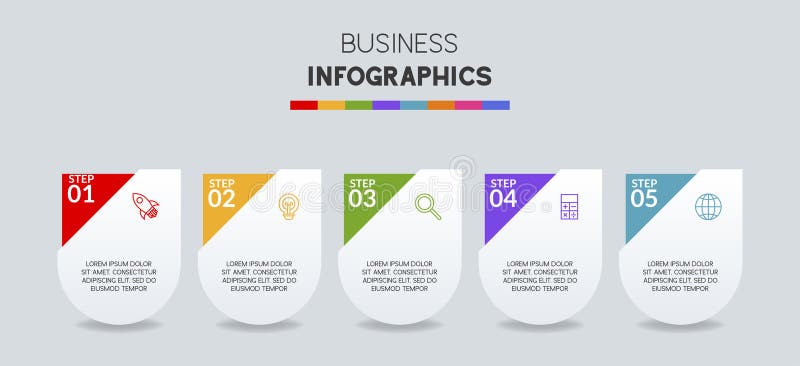 Infographics Design Template and Icons with 5 Options or 5 Steps Stock ...