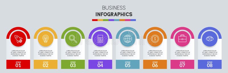 Infographics Design Template and Icons with 8 Options or 8 Steps Stock ...