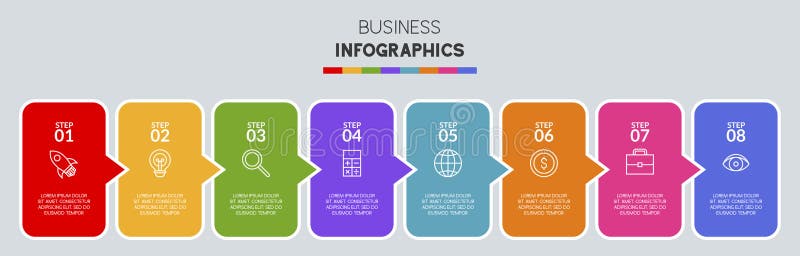 Infographics Design Template and Icons with 8 Options or 8 Steps Stock ...