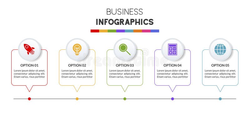 Infographics Design Template and Icons with 5 Options or 5 Steps Stock ...