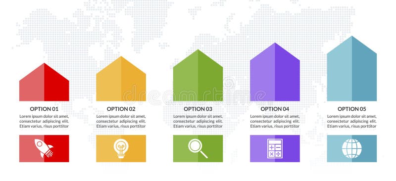 Infographics Design Template and Icons with 5 Options or 5 Steps Stock ...