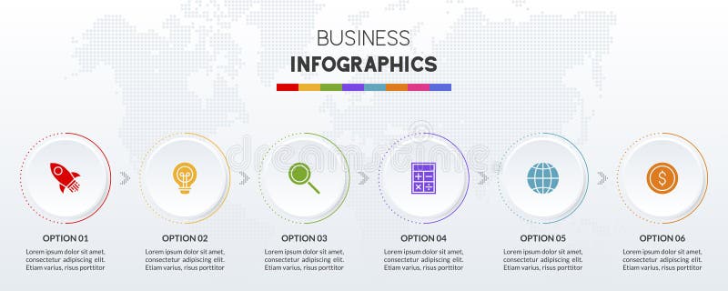 Infographics Design Template and Icons with 6 Options or 6 Steps Stock ...