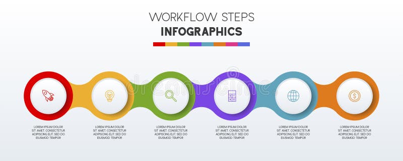 Infographics Design Template and Icons with 6 Options or 6 Steps Stock ...