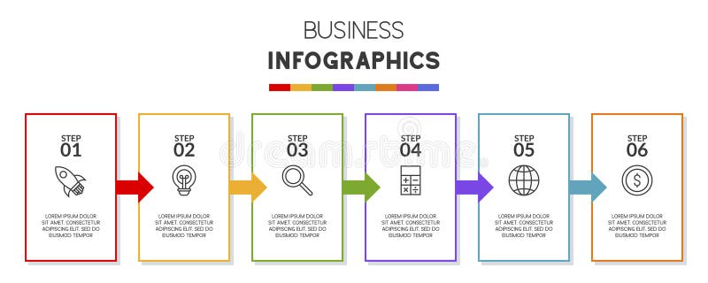Infographics Design Template and Icons with 6 Options or 6 Steps Stock ...