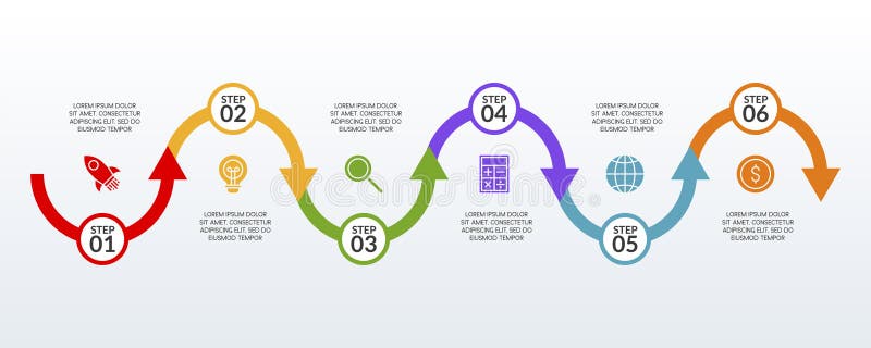 Infographics Design Template and Icons with 6 Options or 6 Steps Stock ...