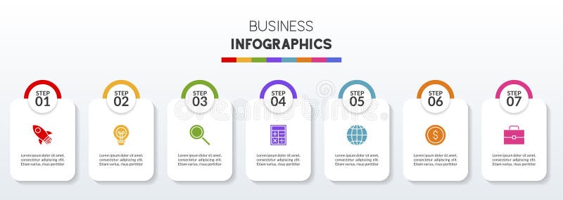 Infographics Design Template and Icons with 7 Options or 7 Steps Stock ...