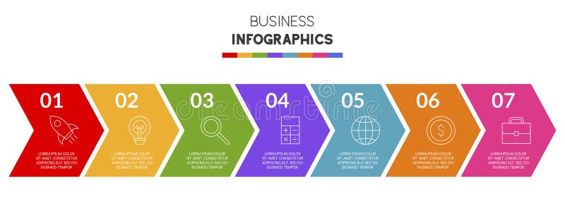 Infographics Design Template and Icons with 7 Options or 7 Steps Stock ...