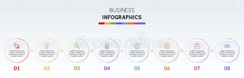 Infographics Design Template and Icons with 8 Options or 8 Steps Stock ...