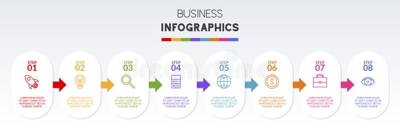 Infographics Design Template and Icons with 8 Options or 8 Steps Stock ...