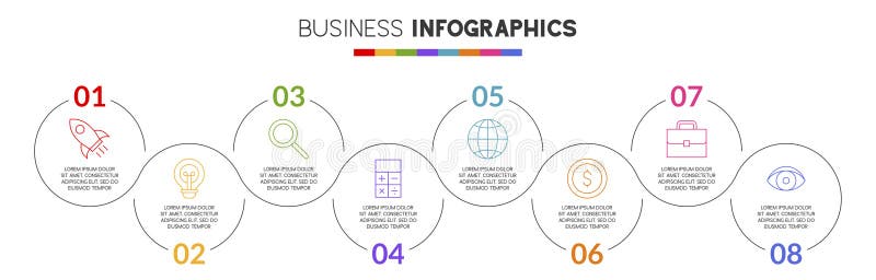 Infographics Design Template and Icons with 8 Options or 8 Steps Stock ...