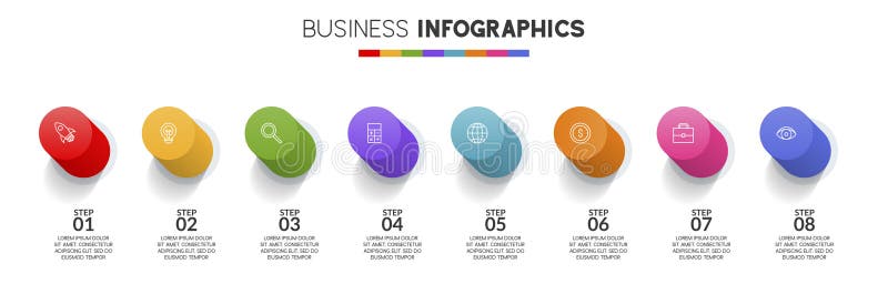 Infographics Design Template and Icons with 8 Options or 8 Steps Stock ...