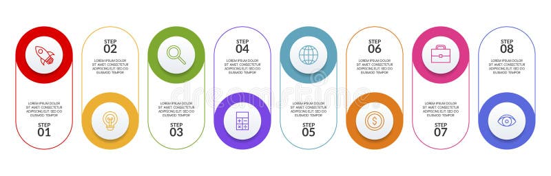 Infographics Design Template and Icons with 8 Options or 8 Steps Stock ...