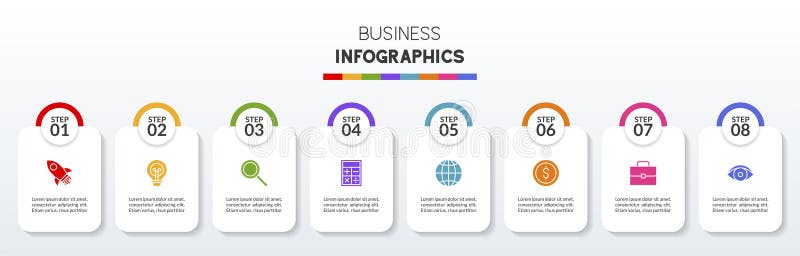 Infographics Design Template and Icons with 8 Options or 8 Steps Stock ...