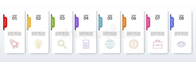 Infographics Design Template and Icons with 8 Options or 8 Steps Stock ...