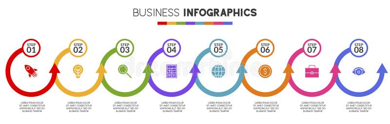 Infographics Design Template and Icons with 8 Options or 8 Steps Stock ...