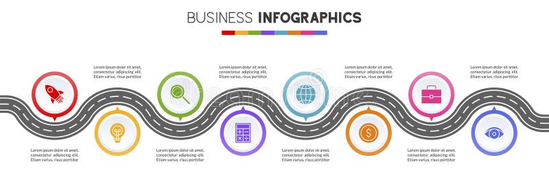 Infographics Design Template and Icons with 8 Options or 8 Steps Stock ...