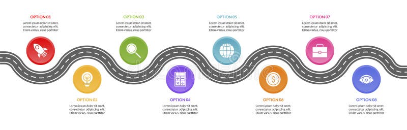 Infographics Design Template and Icons with 8 Options or 8 Steps Stock ...