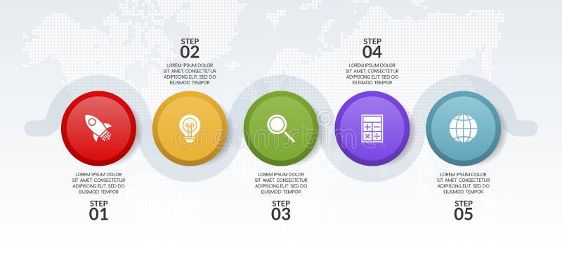Infographics Design Template and Icons with 5 Options or 5 Steps Stock ...