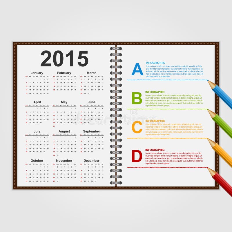 Infographics Design Template. Open Notebook with Calendar and Schedule ...