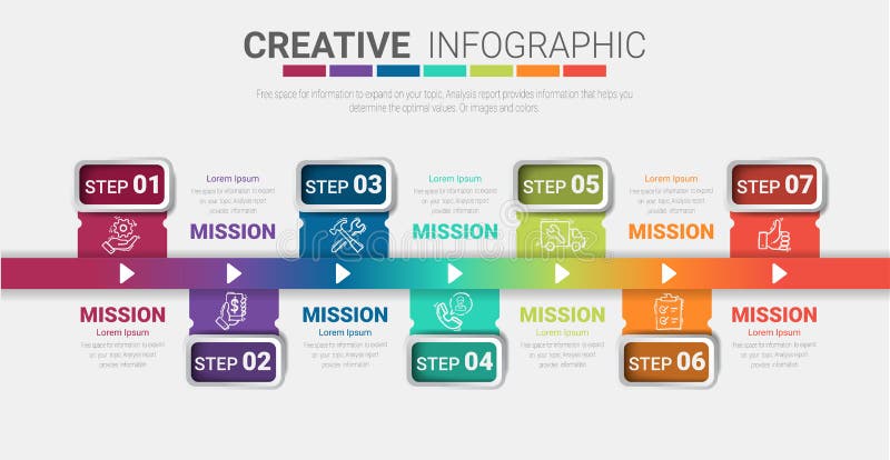 Infographics Design Vector for 7 Day, Week Timeline Stock Vector ...