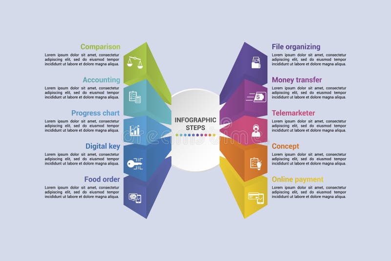 Infographics with Digital Service Theme Icons, 10 Steps. Such As ...