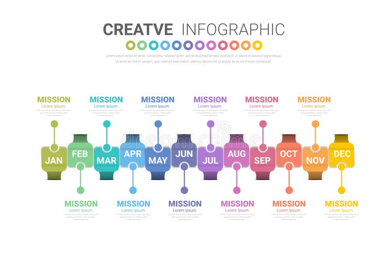 Infographics Element Design for All Month, 12 Months, Can Be Used for ...