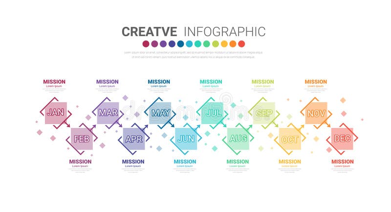 Infographics Element Design for All Month, 12 Months, Can Be Used for ...