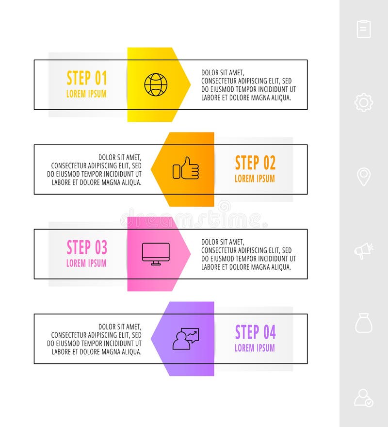 Infographics with 4 Elements with Arrows. Vector Concept of Four ...