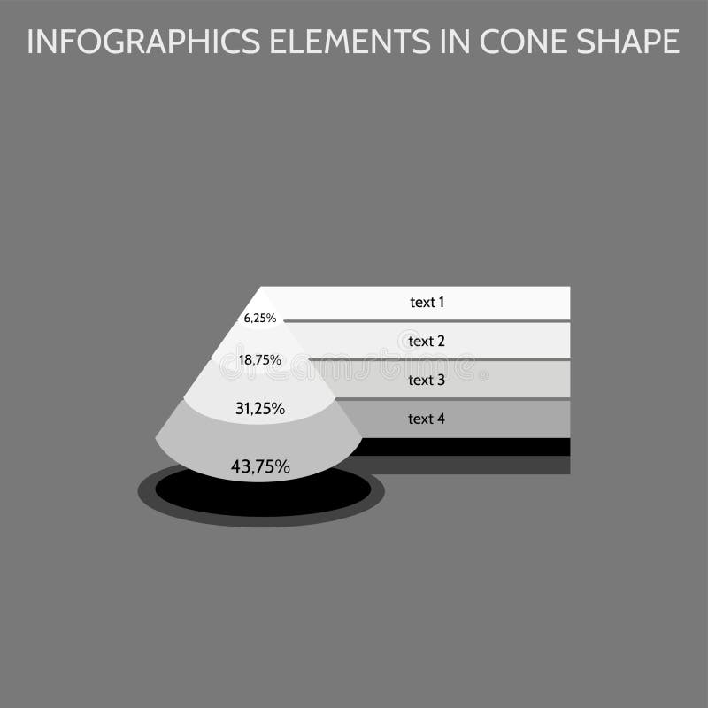 Infographics Elements in Cone Shape in Gray Shades Stock Vector ...