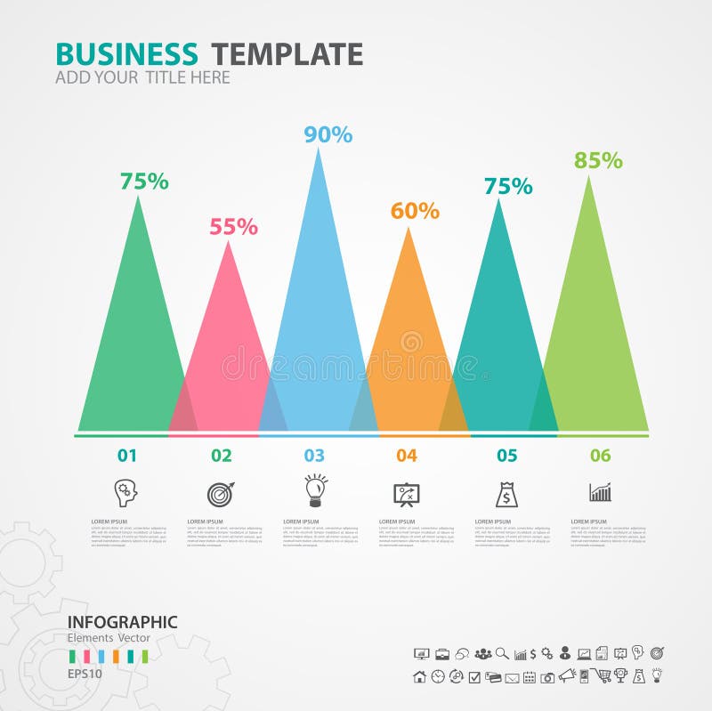 Infographics Elements Diagram with 6 Steps, Options, Pyramid Graphic, Chart, Diagram, Graph ...