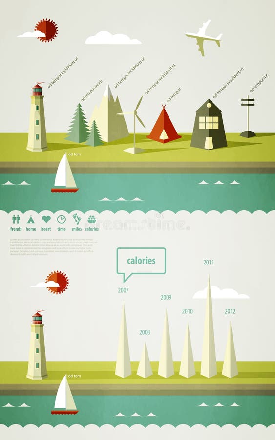 Infographics Elements with a Lighthouse Stock Vector - Illustration of ...